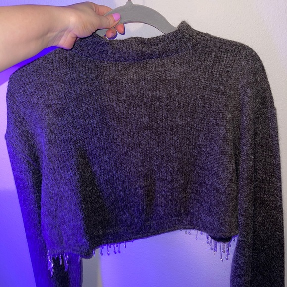 Zara | Tops | Viral Zara Rhinestone Cropped Sweater | Poshmark